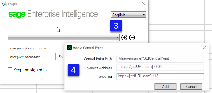 Configuring a Central Point for the SEI Excel add-in with SSL